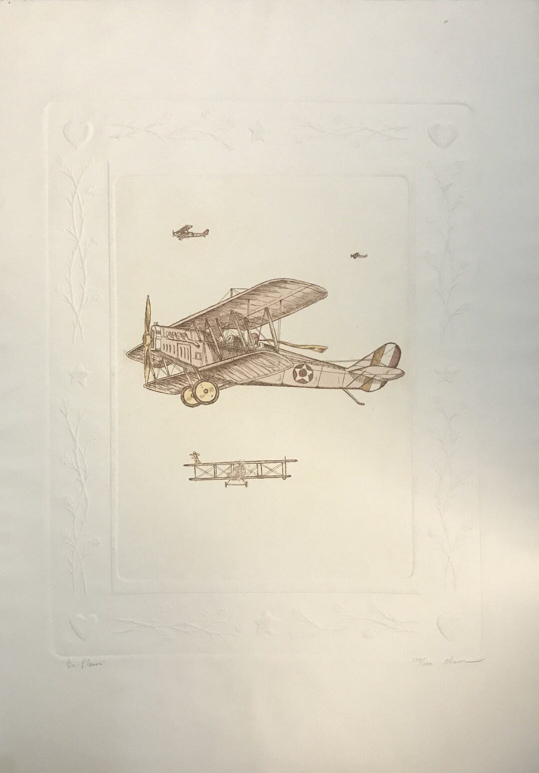Hand Colored Deckle Edge Limited Edition Etching by Artist David Olson ...