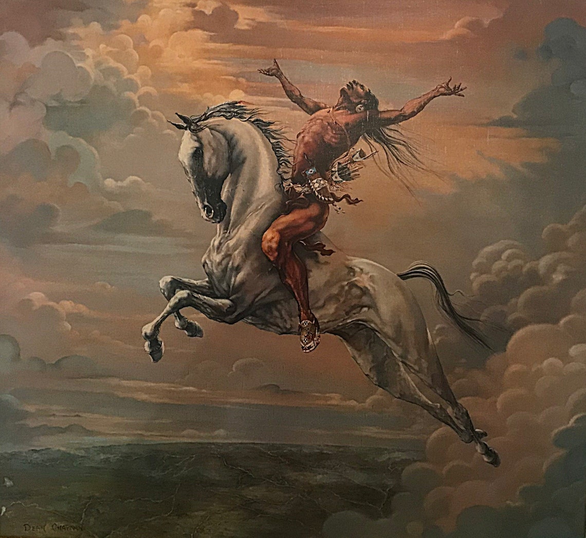 Native American "sky Warrior", Texturized Print Signed by Artist Dean ...