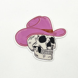 Cowboy Skull Sticker, Vinyl Sticker, Multiple Colors, Spooky Halloween ...