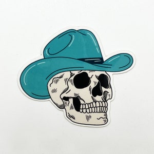 Cowboy Skull Sticker, Vinyl Sticker, Multiple Colors, Spooky Halloween ...