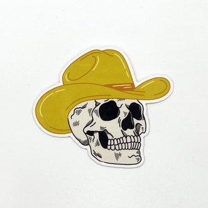 Cowboy Skull Sticker, Vinyl Sticker, Multiple Colors, Spooky Halloween ...