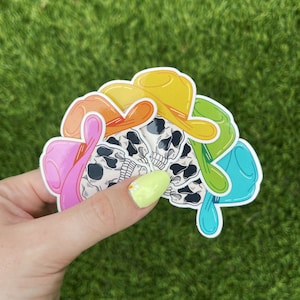 Cowboy Skull Sticker, Vinyl Sticker, Multiple Colors, Spooky Halloween ...