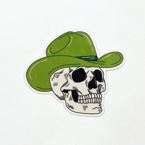Cowboy Skull Sticker, Vinyl Sticker, Multiple Colors, Spooky Halloween ...
