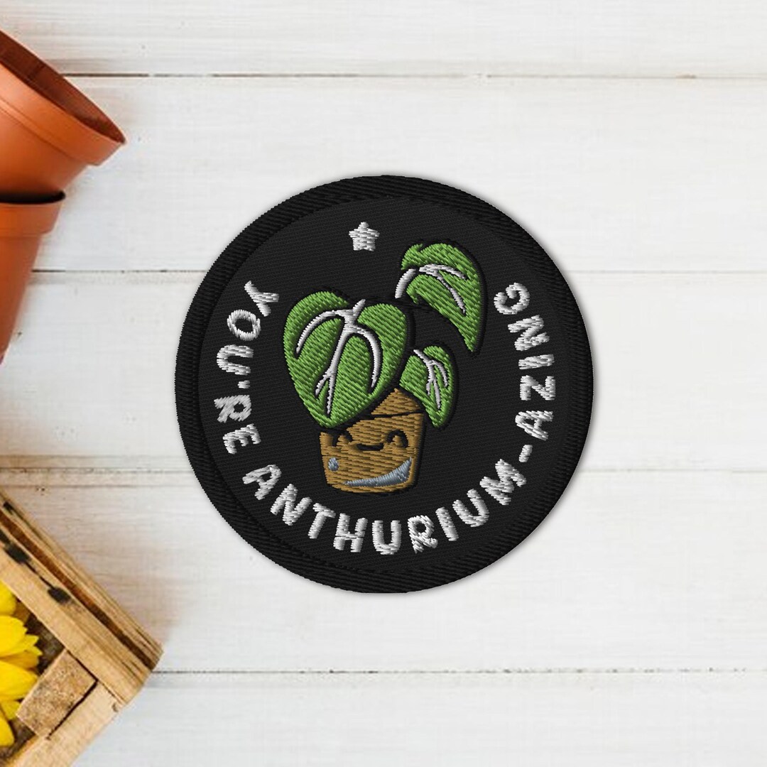 Anthurium Pot Embroidered Patch, House Plant Accessoar, Crystallinum ...