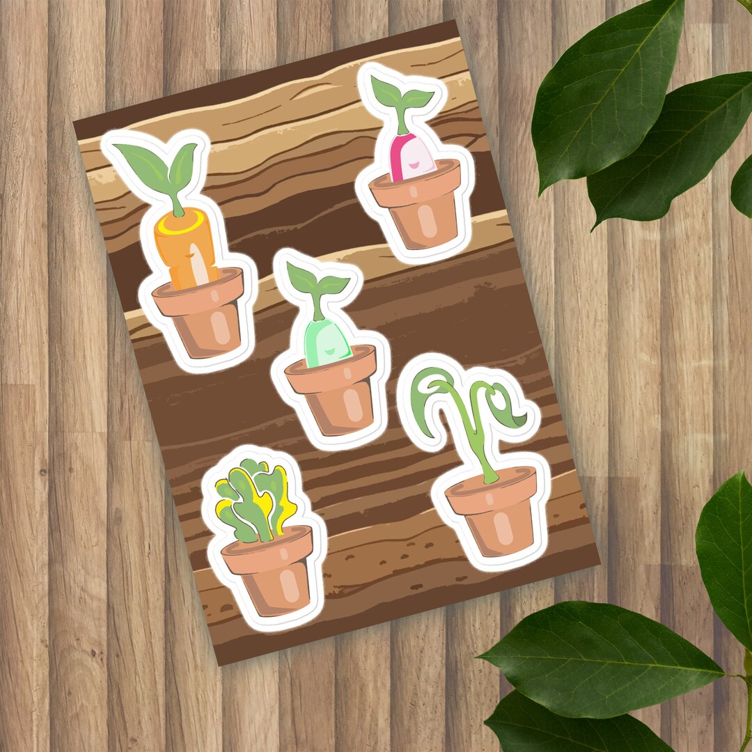 Cute and Funny Gardening Sticker Sheet, Botanical Accessoar for Plant ...