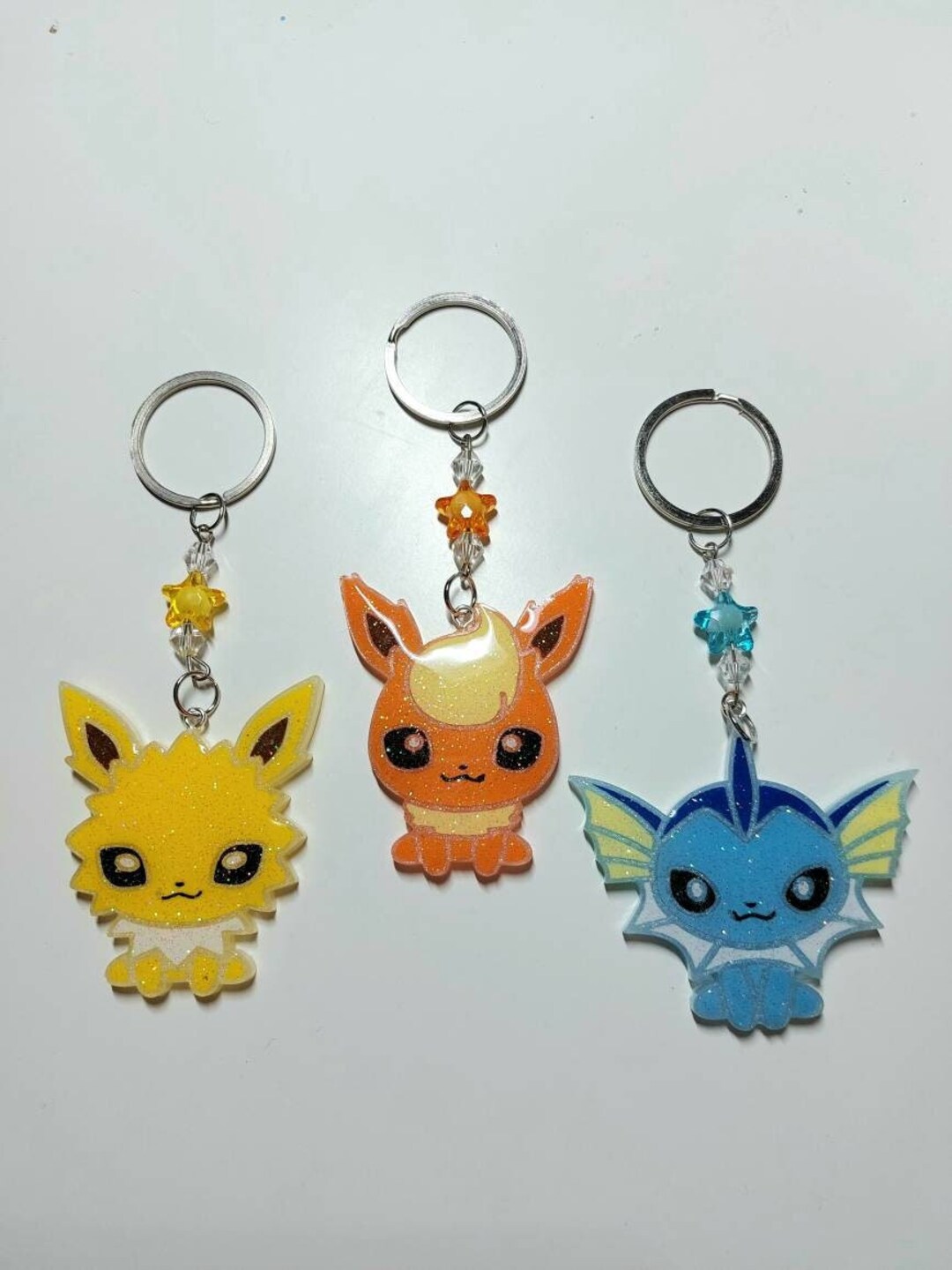 Jolteon Flareon and Vaporeon Keychains - Etsy