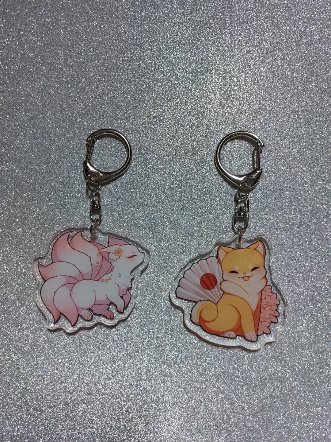 Sakura Fox and Akita Acrylic Keychains - Etsy