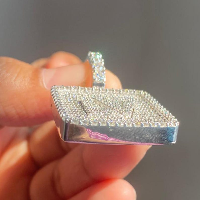 Round Cut Lab Grown Diamond & Moissanite 925 Sterling Silver Pendant ...