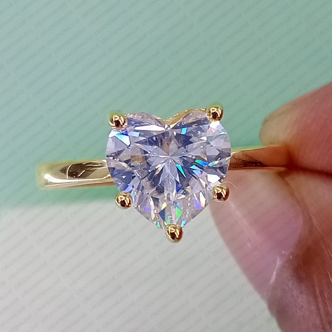 Heart Cut Stone Engagement Ring, Heart Shaped Wedding Ring, Heart ...