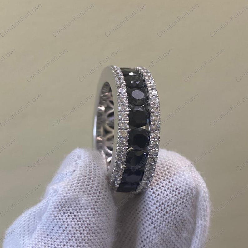 4.50 CT Lab Grown Diamond Eternity Ring, 14K White Gold Men's Wedding ...
