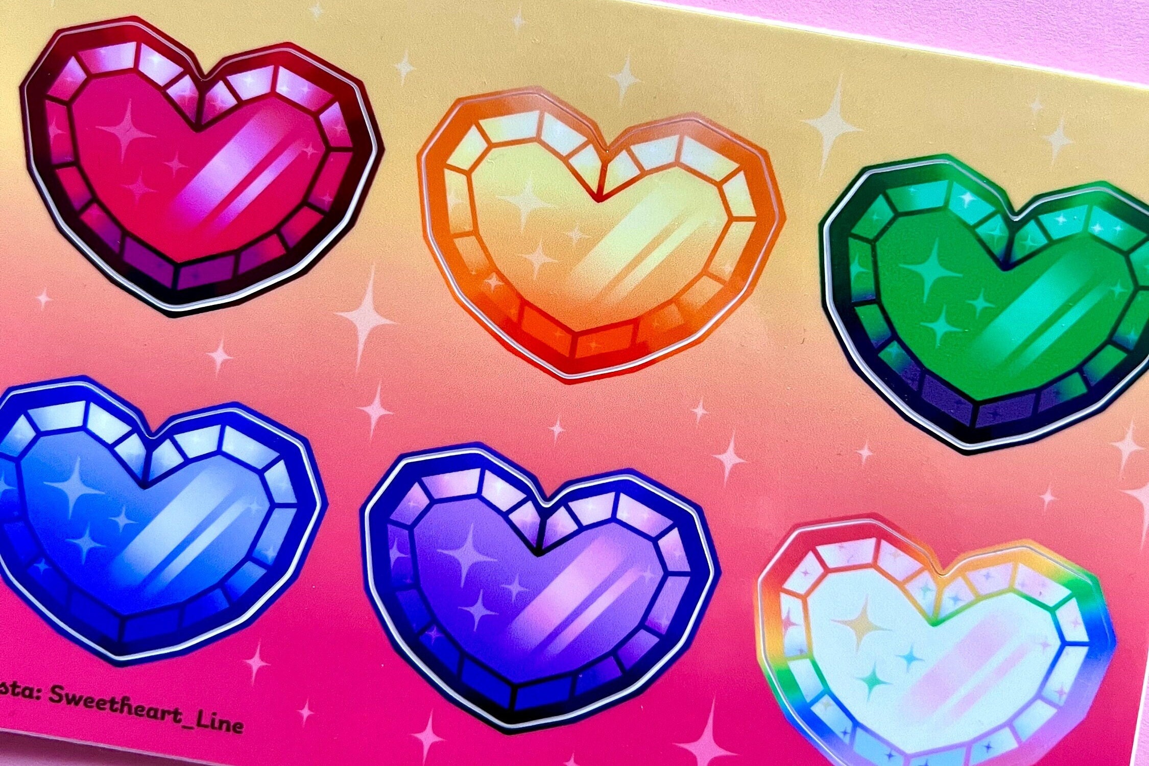 Heart Gems Sticker Sheet | Kawaii Sticker Sheet, Cute Sticker Sheet - Etsy