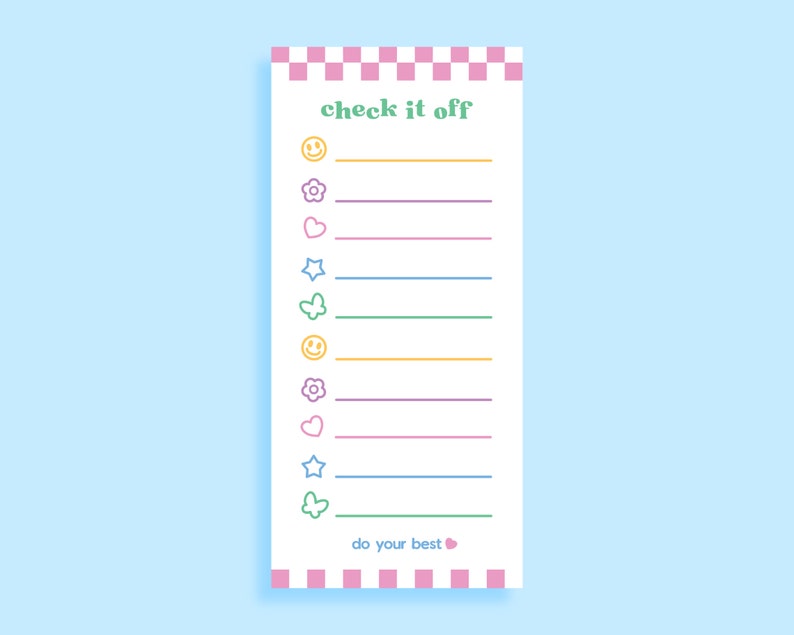 Check It off Notepad Cute Kawaii Stationary, Planner Notes, to Do List ...