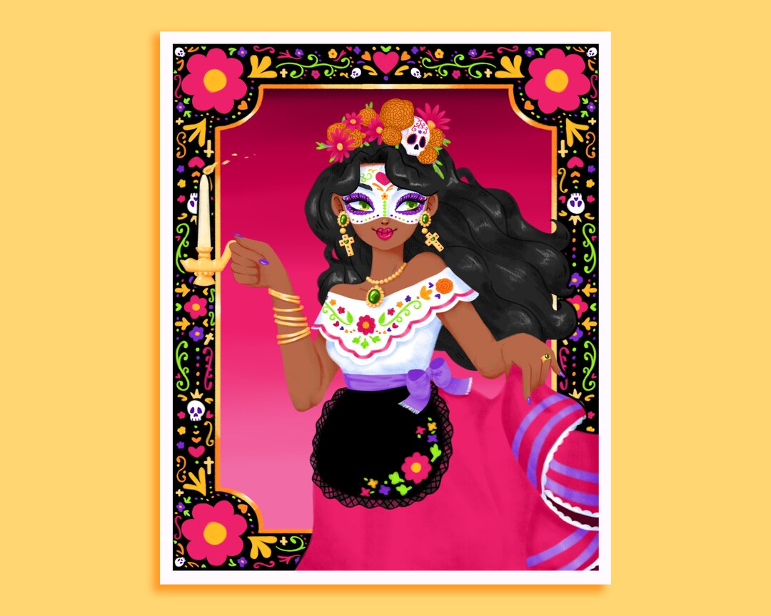 Dia De Los Muertos | Original Art Print, Digitial Illustration, Cute ...