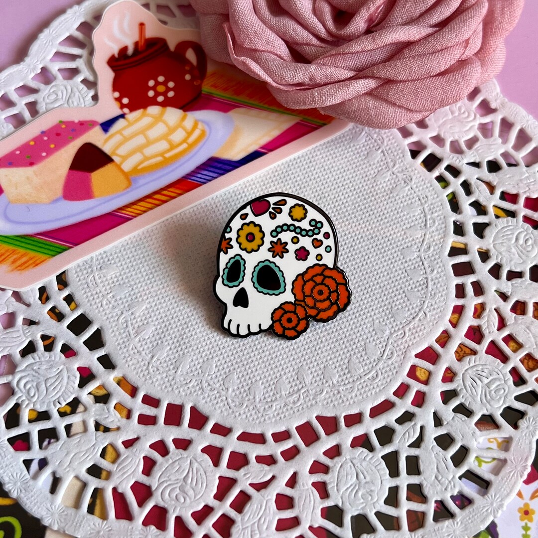 Sugar Skull Enamel Pin | Skull Pin, Day of the Dead Pin, Mexican Pin ...