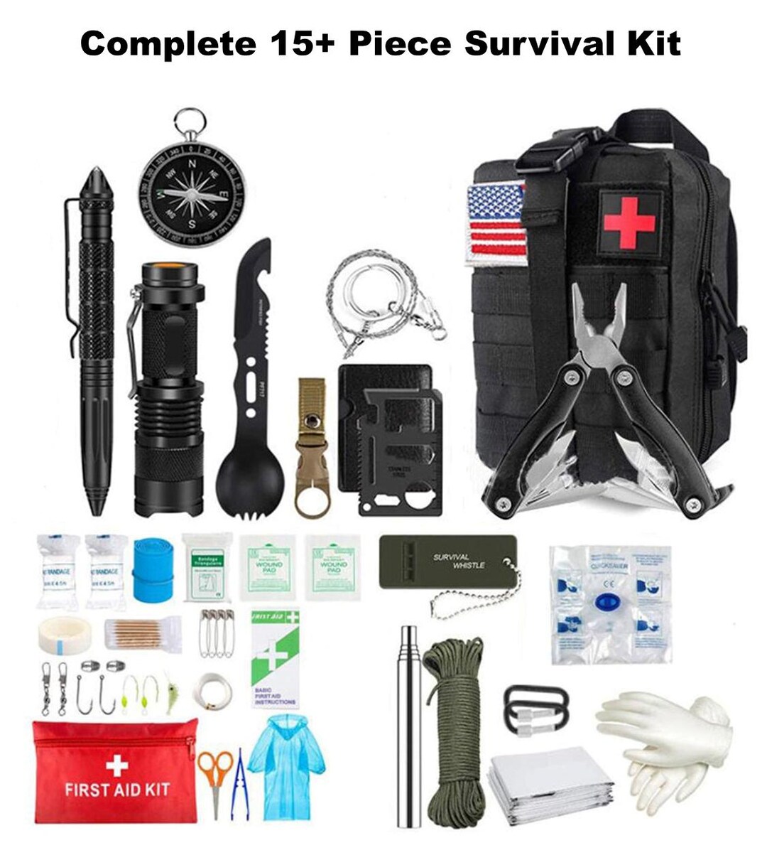 Advanced Survival Kit – 50+ in 1 Emergency Bug Out Bag With Multitool, First Aid, Fishing Kit ...
