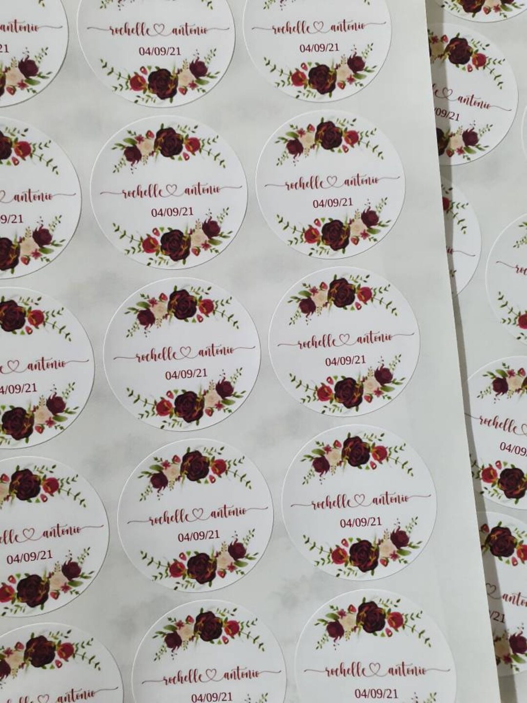 Personalised Round Wedding / Engagement Gloss Stickers / Labels ...