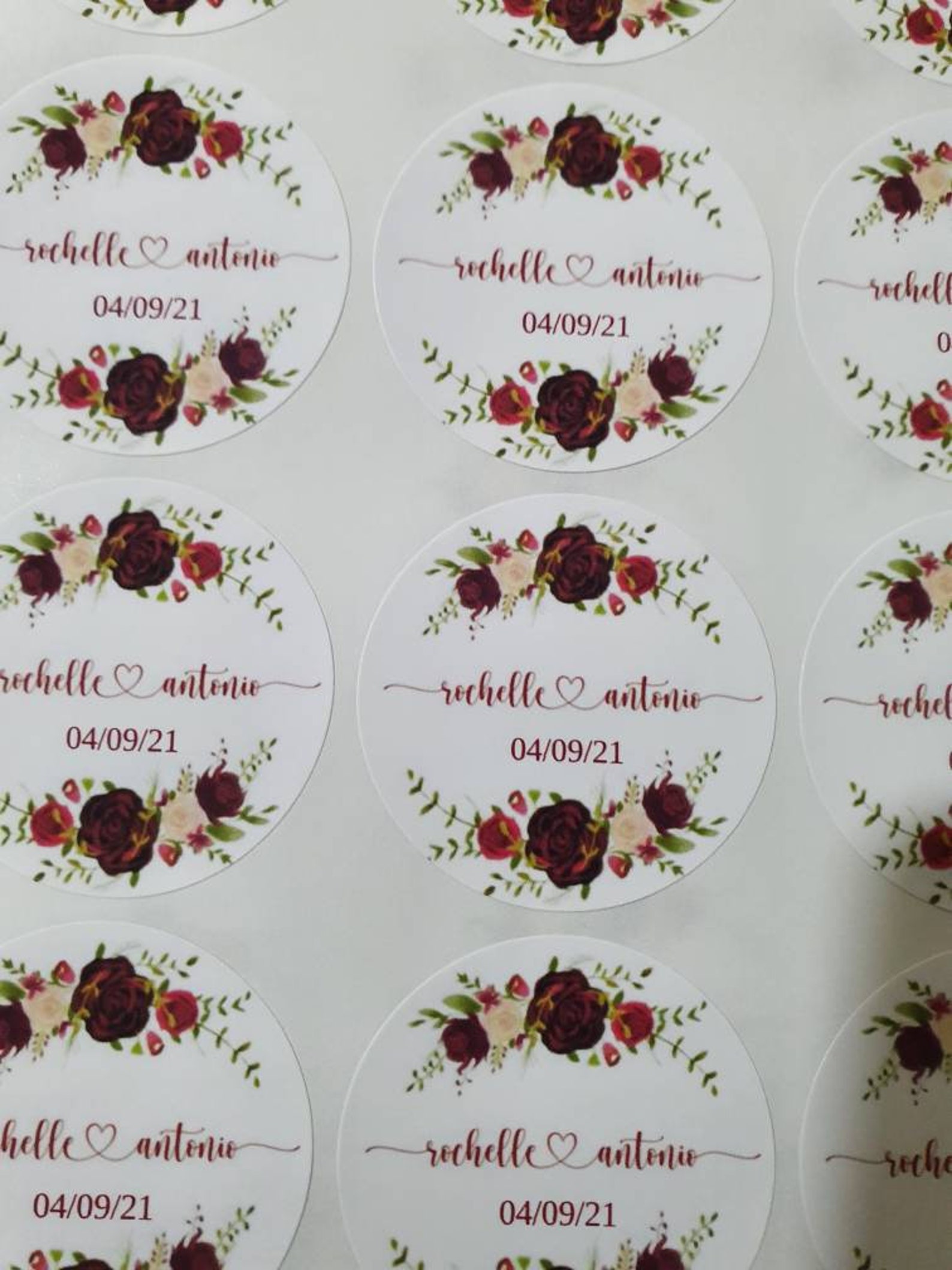 Personalised Round Wedding / Engagement Gloss Stickers / Labels ...