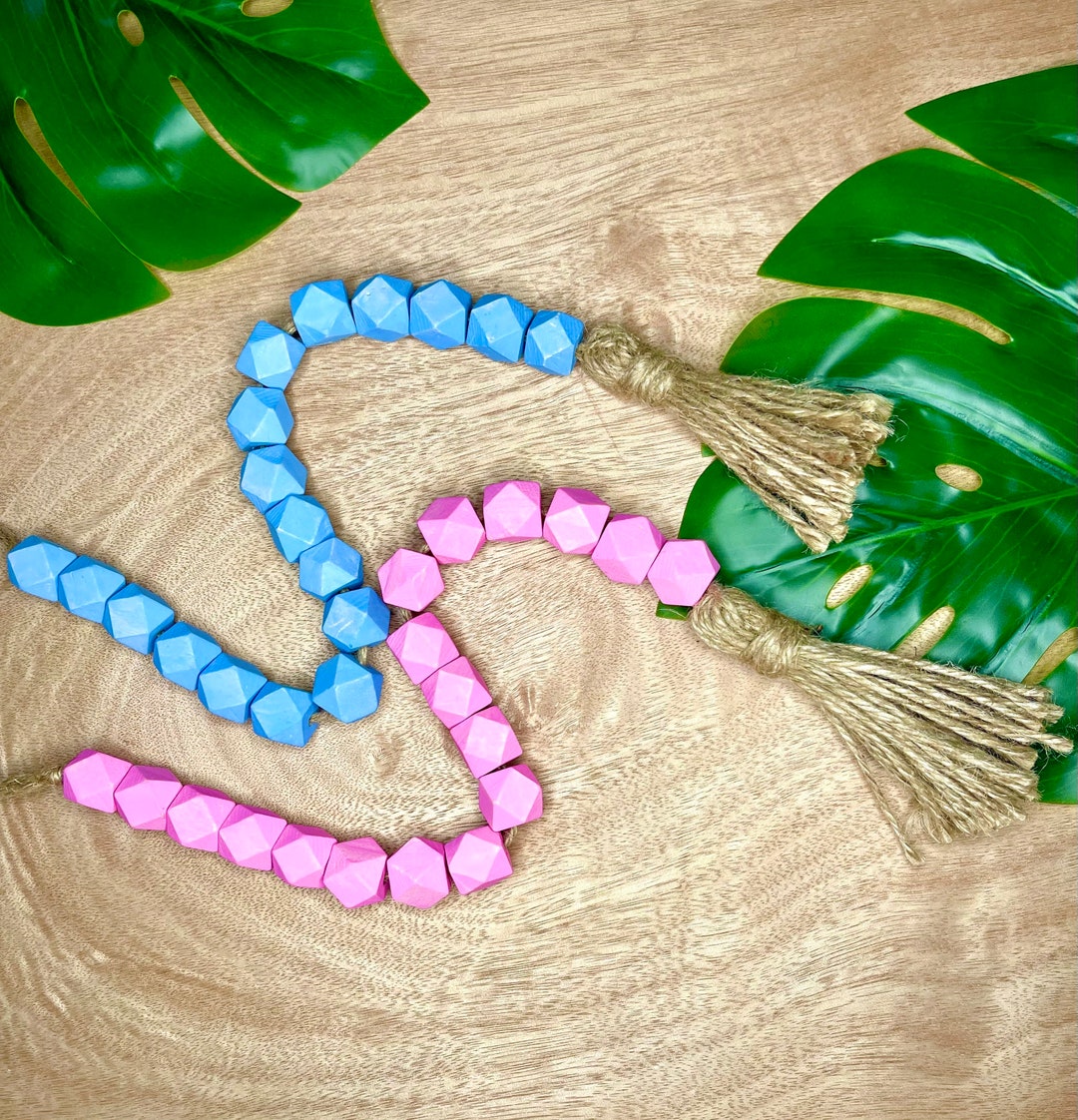 Wood Bead Garland Farmhouse Wood Garland Modern Beaded - Etsy