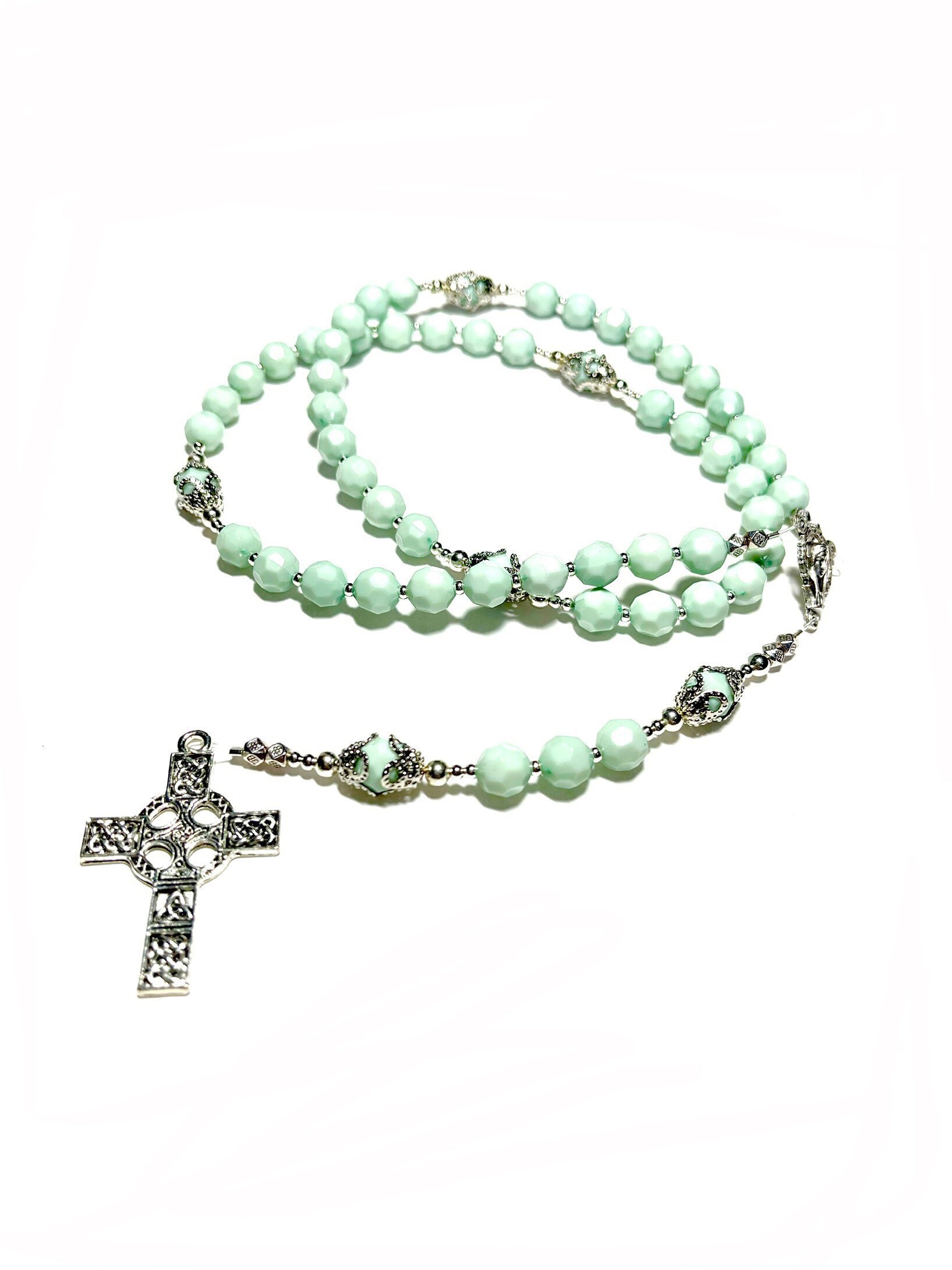 Custom Rosary, Catholic Rosary, Round Faceted Beads, Spring Gifts ...