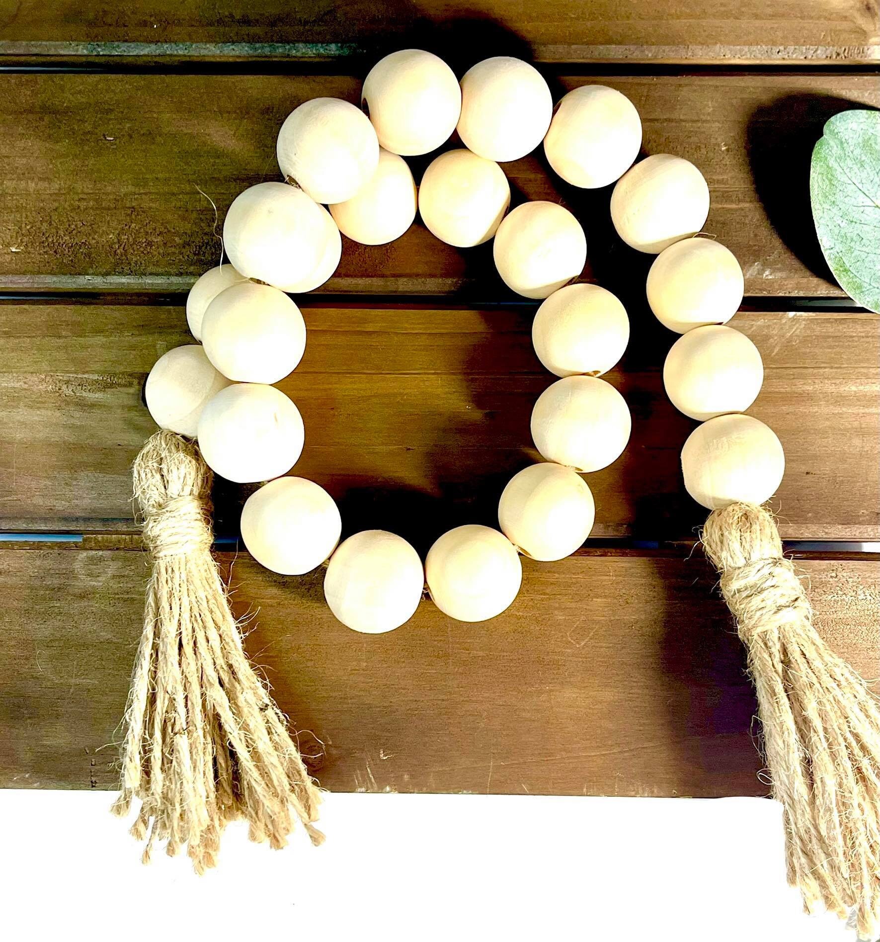Black Wood Bead Garland Farmhouse Wood Garland Modern Beaded - Etsy