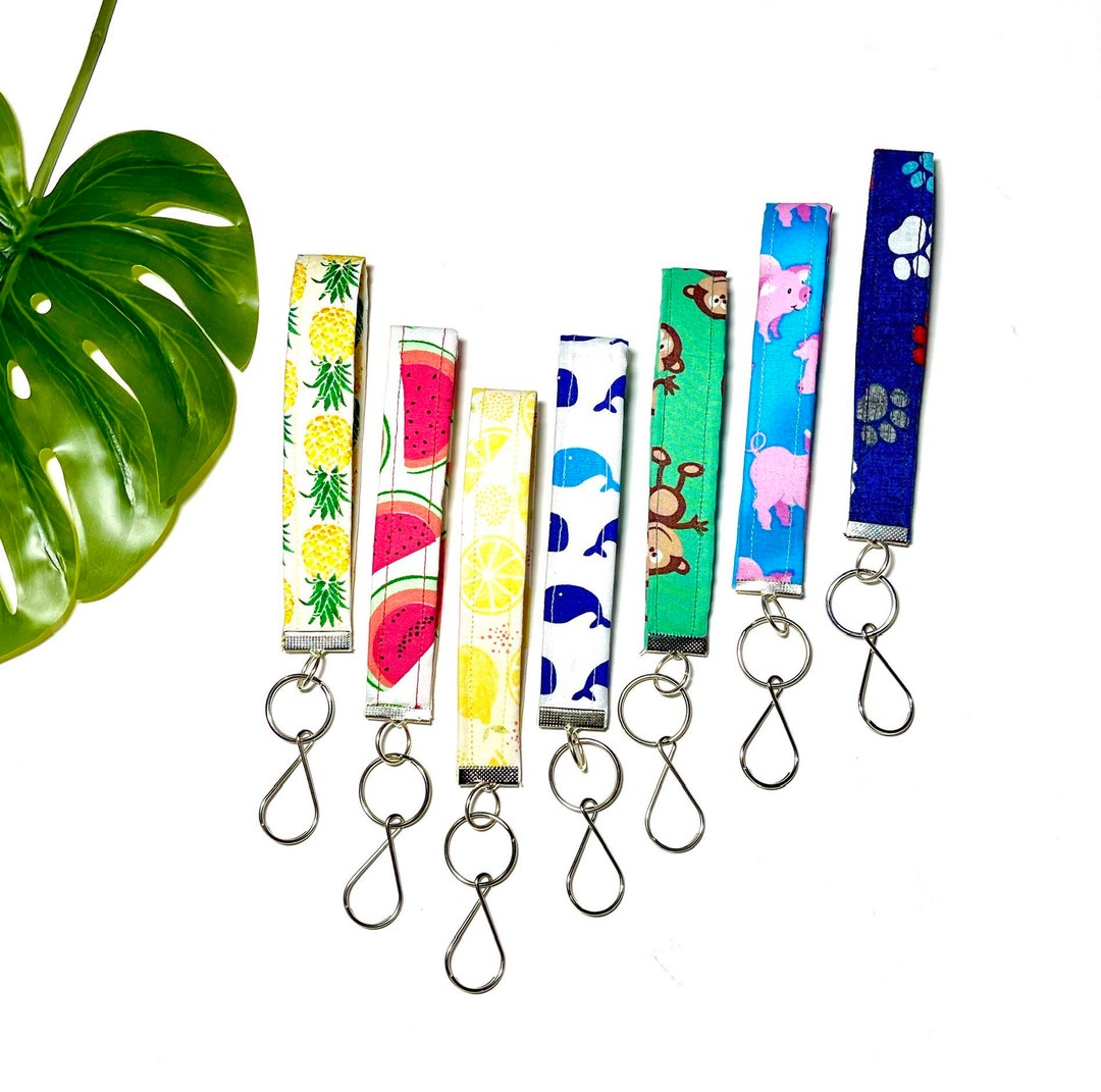 Fabric Wristlet Key Fob Keychains, Handmade Keychains, Wristlet Lanyard ...