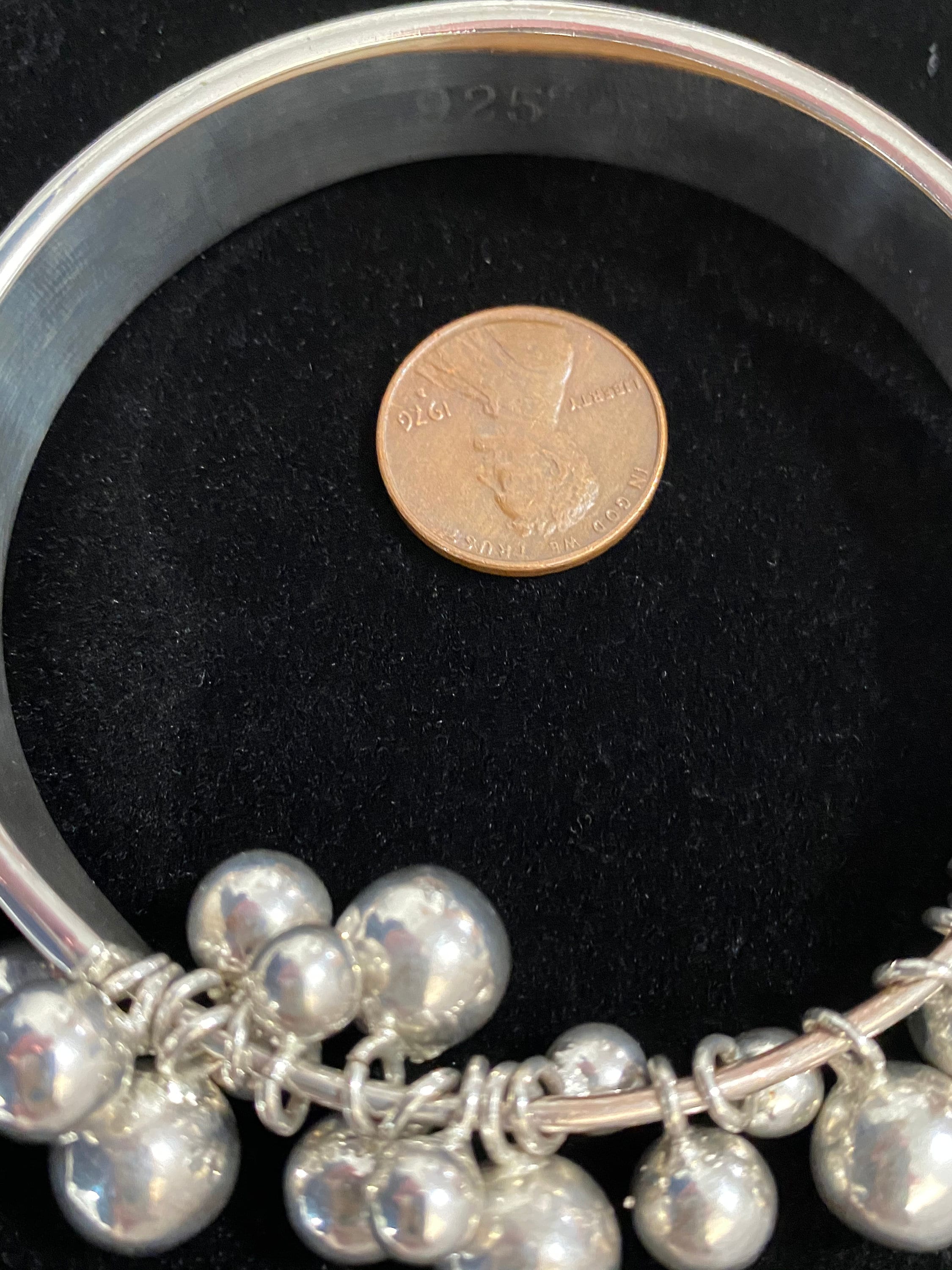 Substantial Sterling Bangle and Balls Bracelet