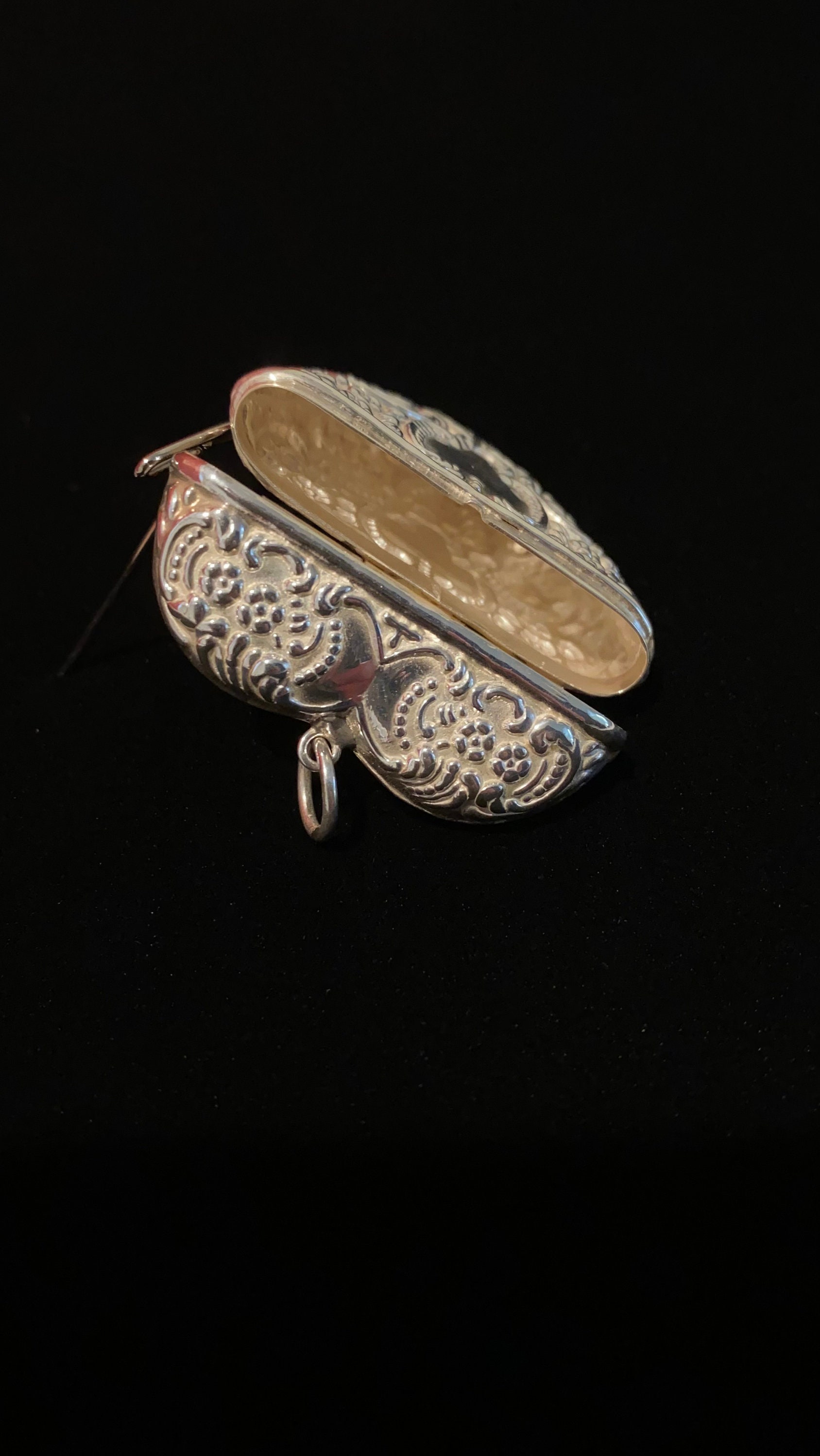 Vintage English Sterling Silver Large Repousse Heart Box Pendant - Etsy