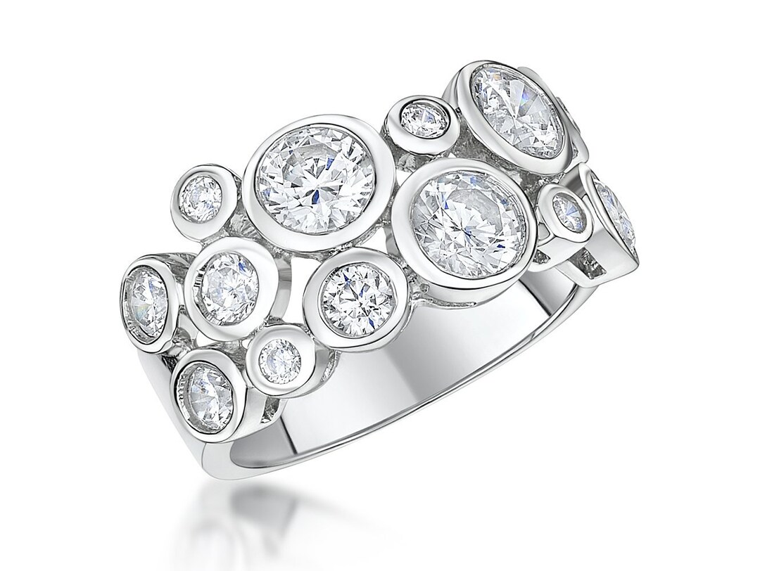 Sterling Silver Bubble Cubic Zirconia Ring Set With Four Different Size ...
