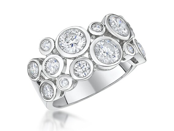 Sterling Silver Bubble Cubic Zirconia Ring Set With Four | Etsy UK