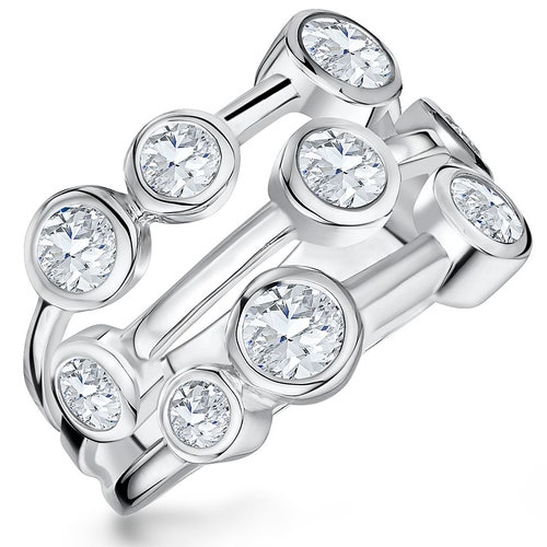 Sterling Silver Bubble Cubic Zirconia Ring Set With Four | Etsy