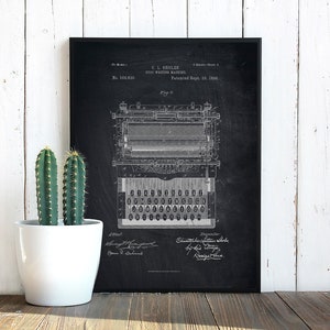 Typewriter Patent Poster Print 1896 Typewriter Patent Art Printed ...