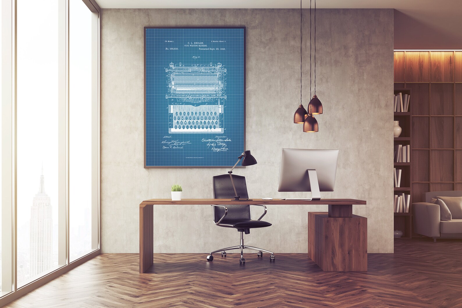 Typewriter Patent Poster Print 1896 Typewriter Patent Art Printed ...