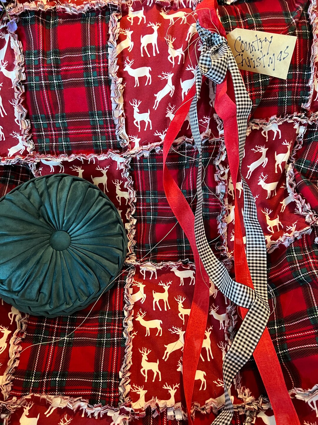 Deer and Plaid Rag Quilt Throw. Handmade - Etsy