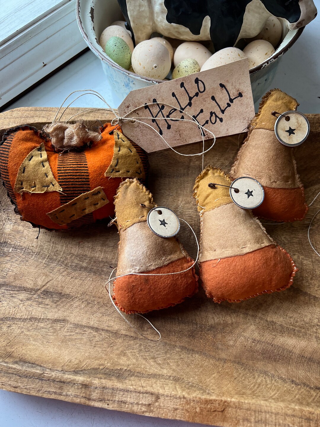 Primitive Pumpkin and Candy Corn. Handmade - Etsy