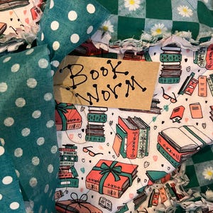 Reading Books Rag Quilt Throw. Handmade - Etsy