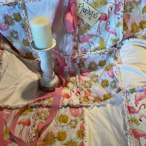 Flamingo Rag Quilt Throw. Handmade - Etsy