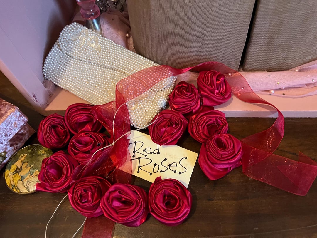 Red Satin Roses. Handmade - Etsy