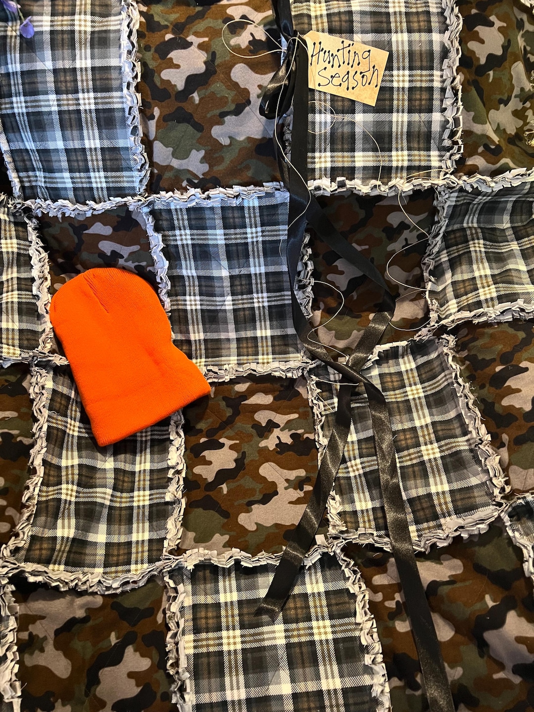 Camo and Plaid Rag Quilt Throw. Handmade - Etsy