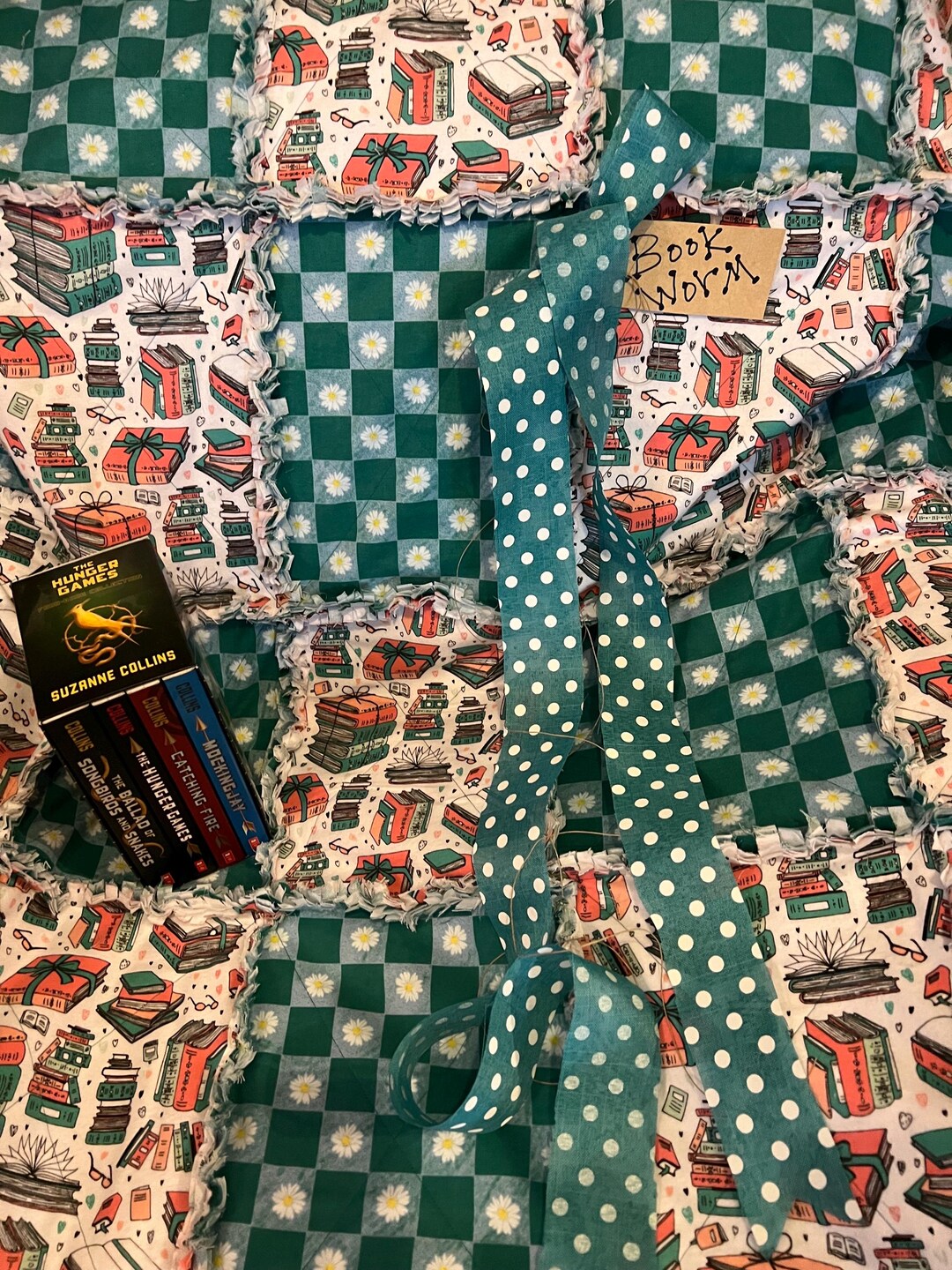 Reading Books Rag Quilt Throw. Handmade - Etsy