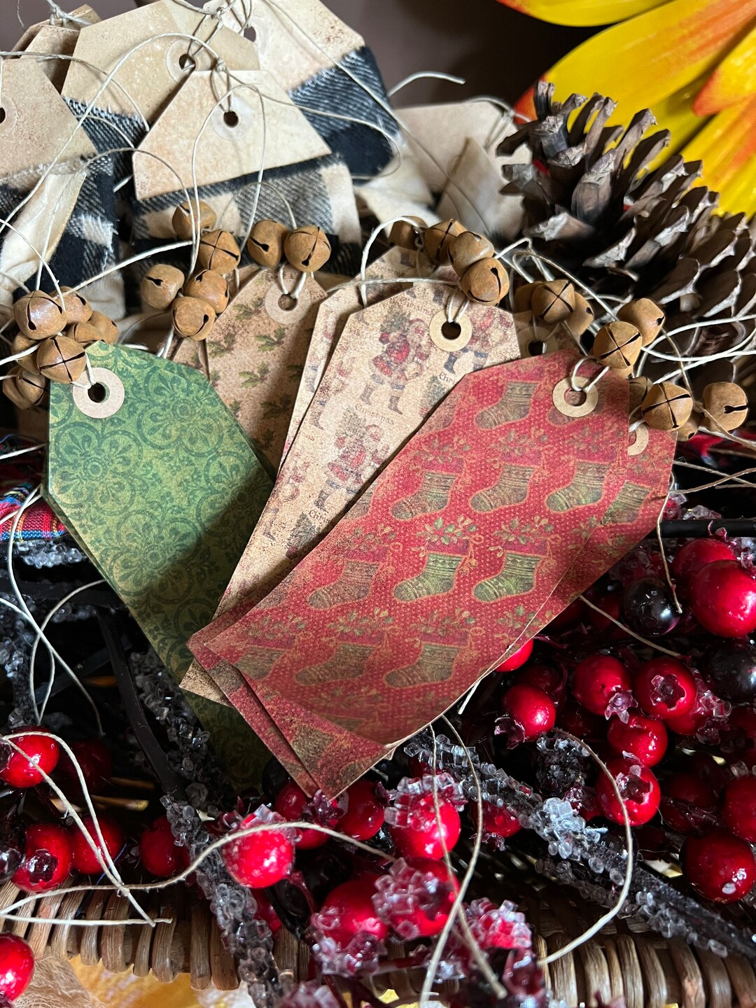 Primitive Christmas Tags. Handmade - Etsy