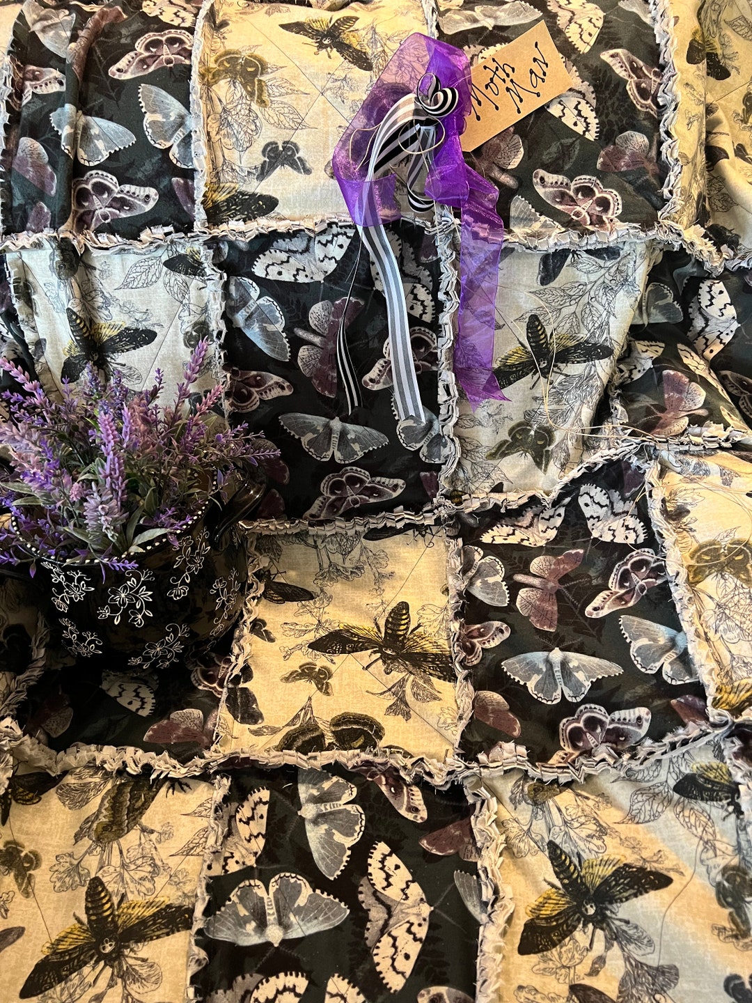Moth Rag Quilt Throw. Handmade - Etsy