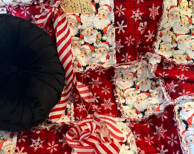 Santa Rag Quilt Throw. Handmade - Etsy