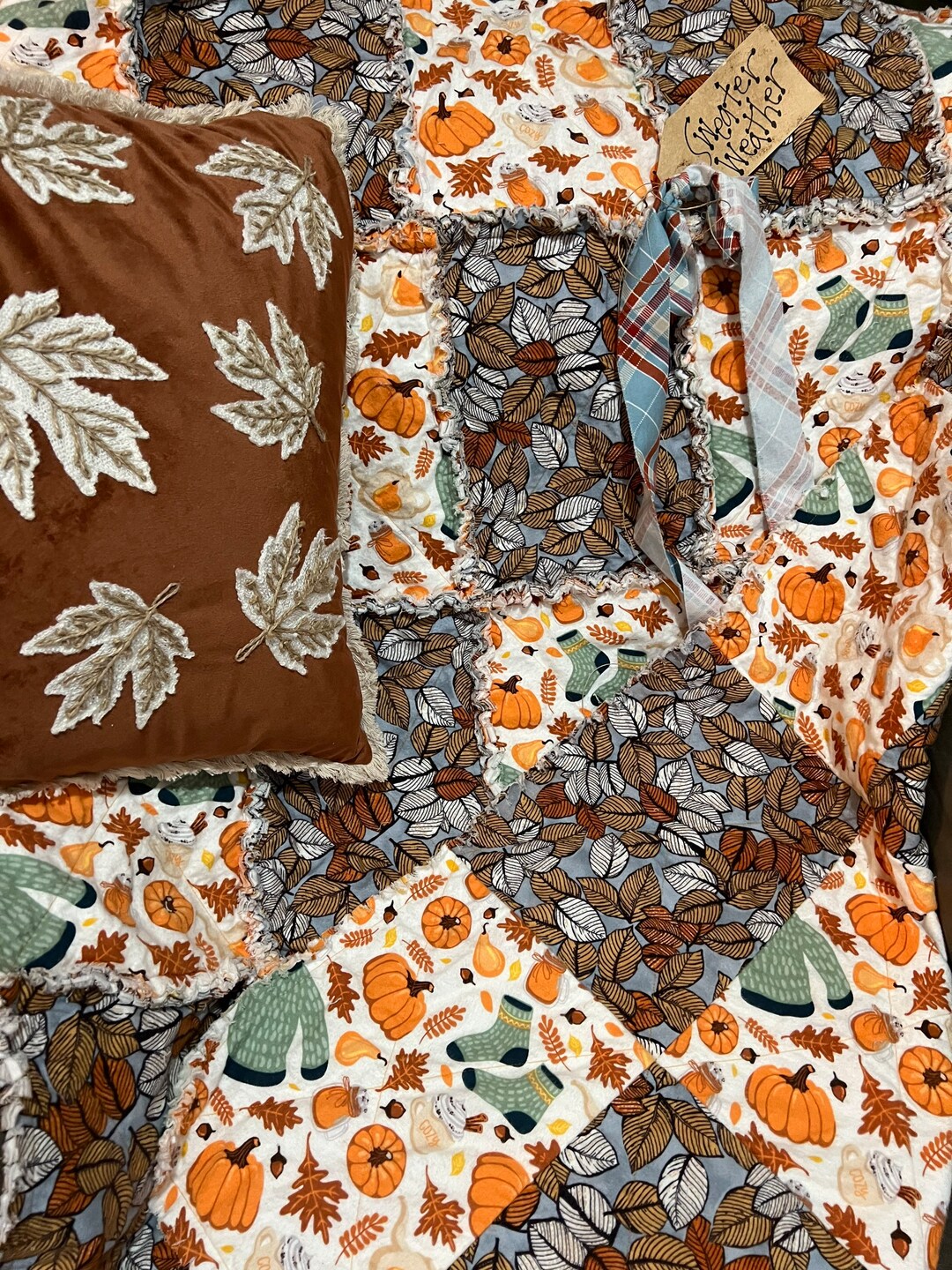 Fall Rag Quilt Throw. Handmade - Etsy