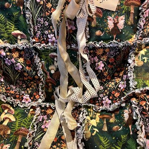 Fairies and Mushroom Rag Quilt Throw. Handmade - Etsy