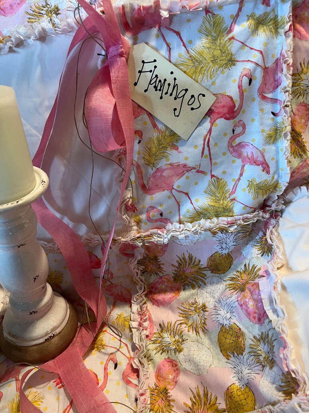 Flamingo Rag Quilt Throw. Handmade - Etsy