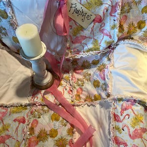Flamingo Rag Quilt Throw. Handmade - Etsy