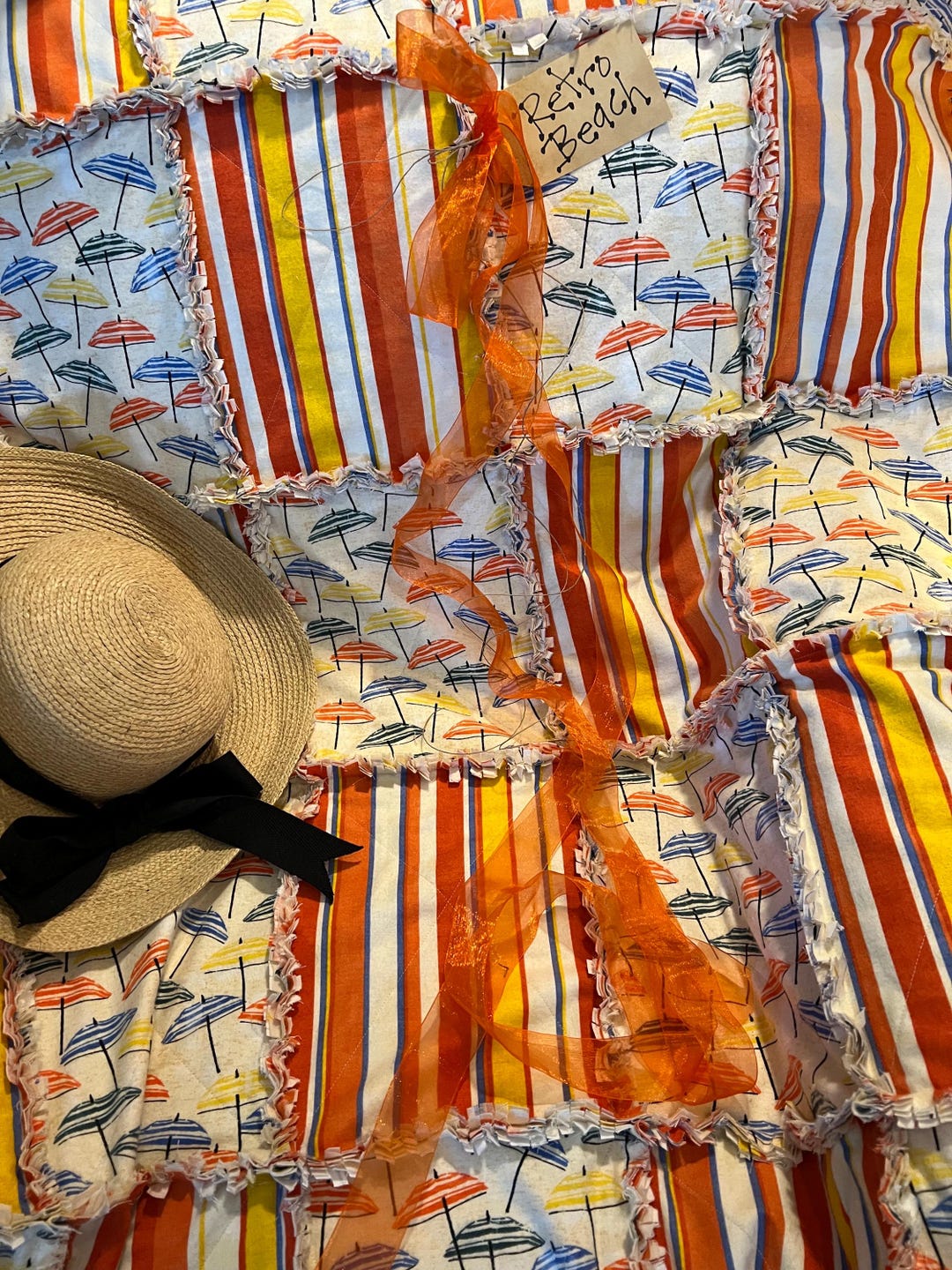 Retro Beach Rag Quilt Throw. Handmade - Etsy