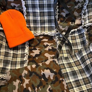 Camo and Plaid Rag Quilt Throw. Handmade - Etsy