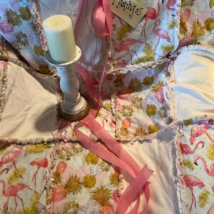 Flamingo Rag Quilt Throw. Handmade - Etsy