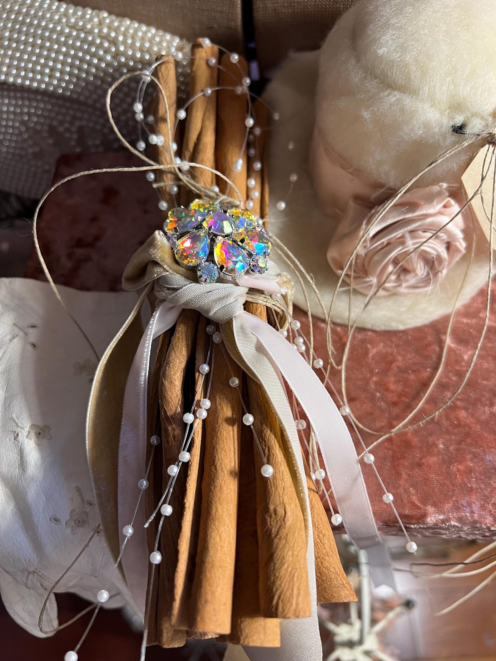 Shabby Chic Snowman Hat and Cinnamon Sticks. Handmade - Etsy